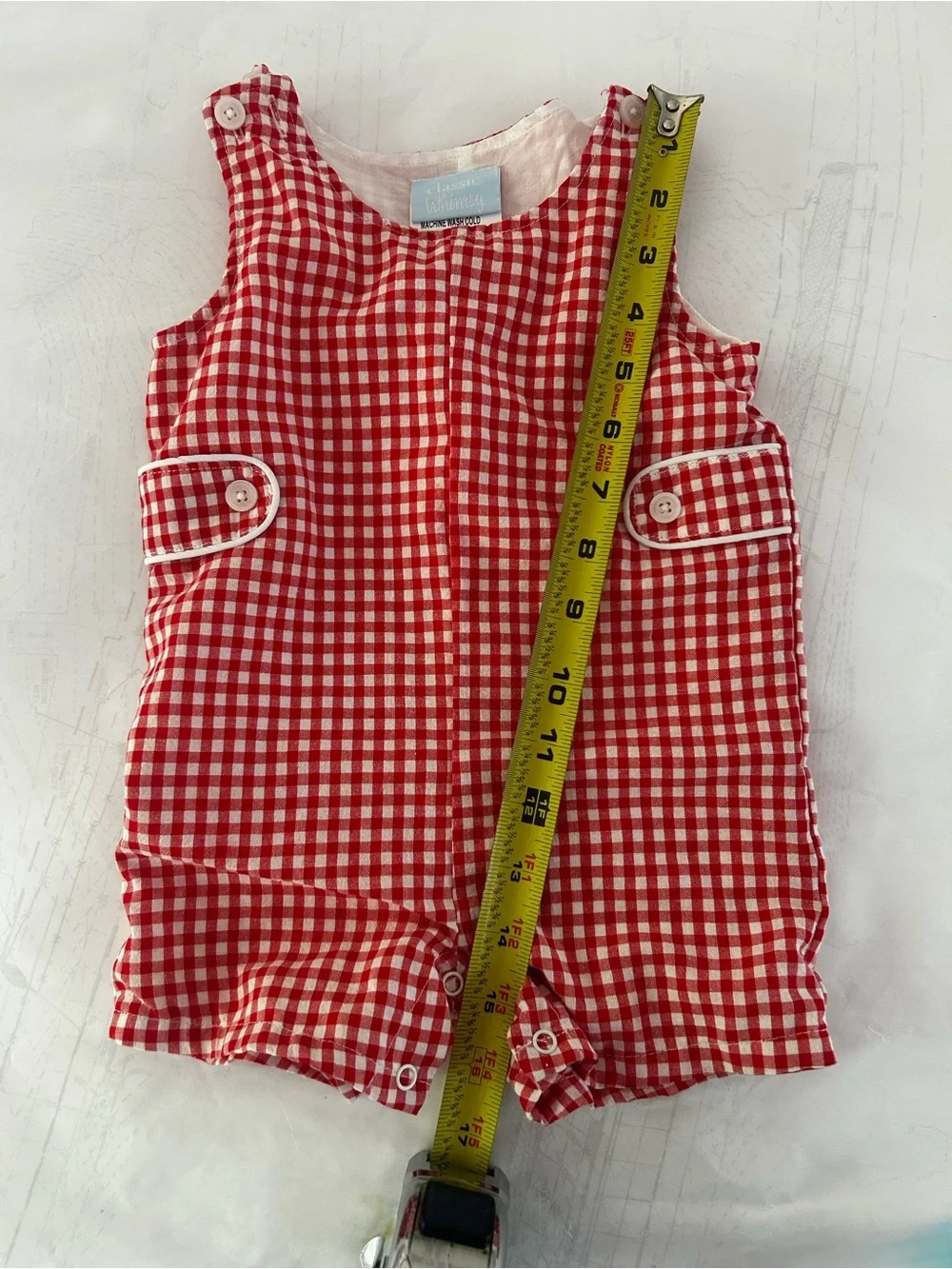 Classic Whimsy | One Pieces | Red Gingham Boys Jon Jon With Tabs ...